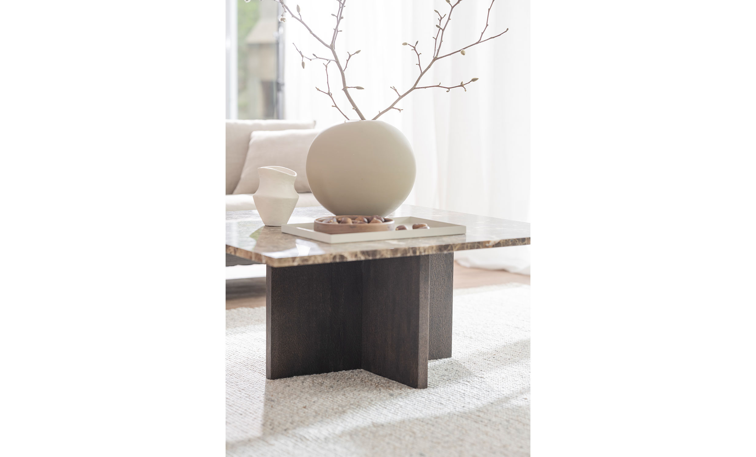 BROOKSVILLE Soffbord Brun Marmor/Vitpigment Ek - Handla hos SoffaDirekt