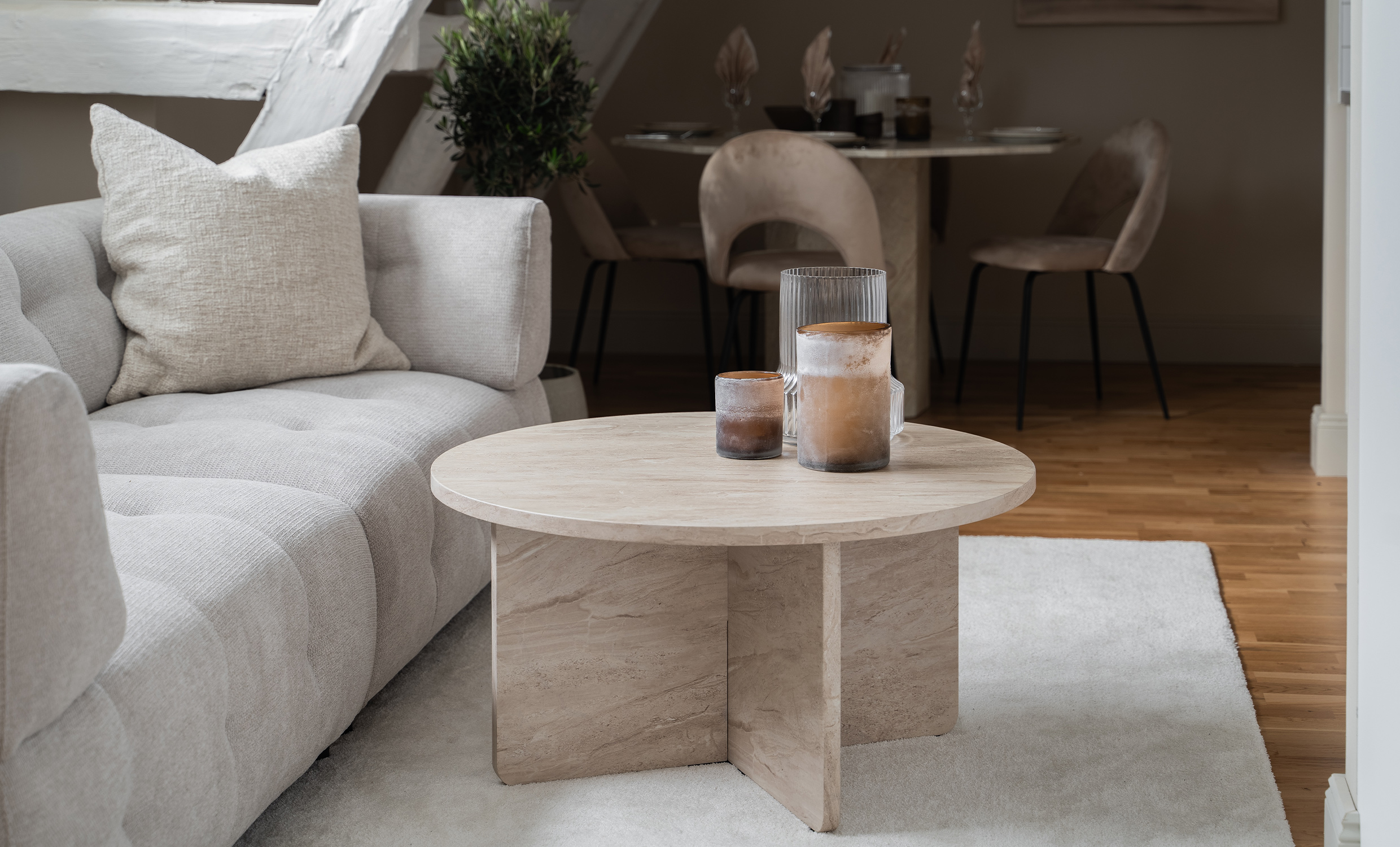 CATANIA DOUBLE Soffbord Beige - Handla hos SoffaDirekt